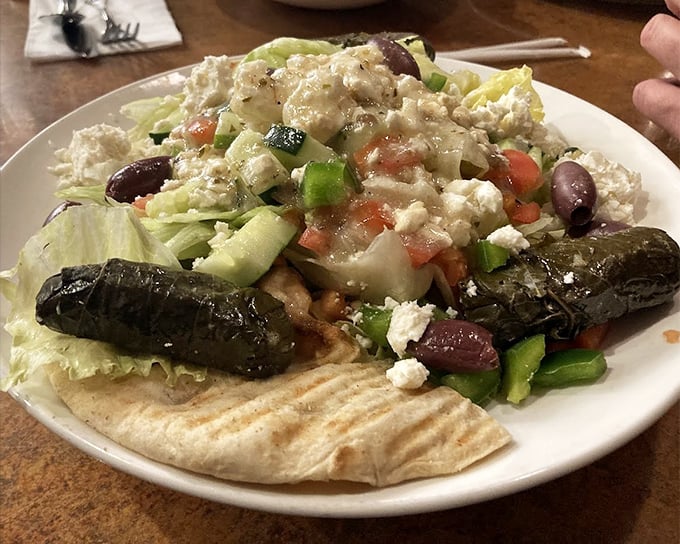A Greek salad that transports you to the Mediterranean without the airfare. Those stuffed grape leaves aren't just food—they're edible vacation souvenirs. 