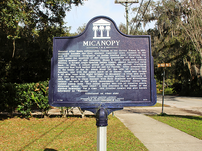 The historical marker tells Micanopy's official story, but the real magic lies in wandering these streets and discovering the town's living history for yourself.