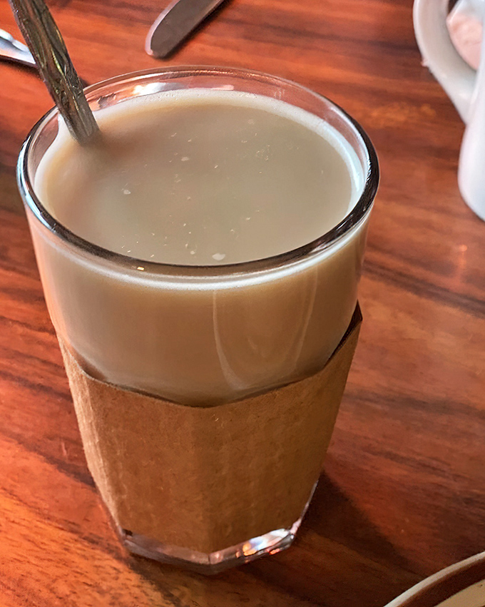 The hot oat chai – breakfast's unsung hero. Creamy, warming, and substantial enough to qualify as a meal in liquid form.