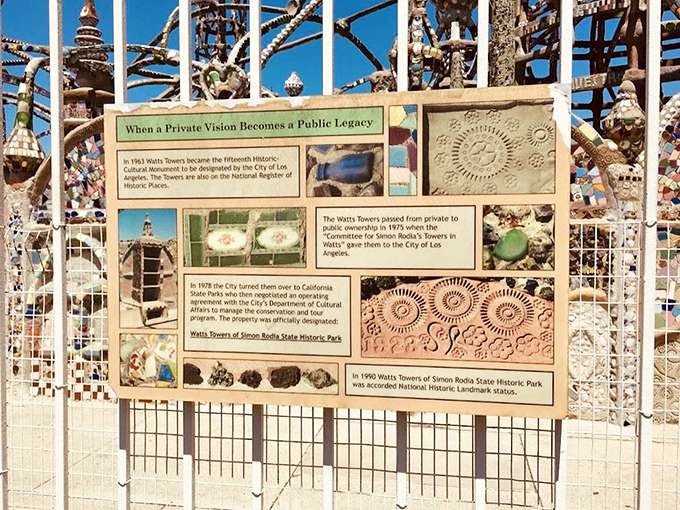 From private vision to protected landmark—this informational display traces the journey of how these towers became a national treasure.