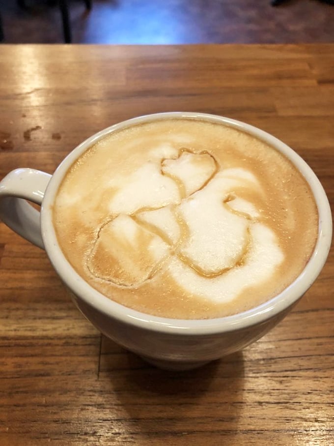 Latte art so pretty you almost don't want to drink it – almost. The heart design is the barista whispering, "Cleveland loves you back."