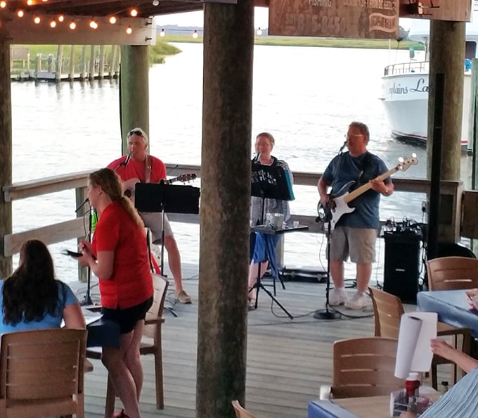 Live music on the deck—because fresh seafood, cold drinks, and local tunes are the holy trinity of summer in Delaware.