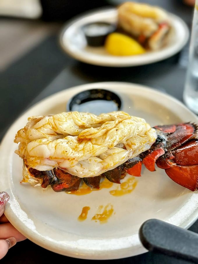 Lobster tail presented with the reverence it deserves—ocean royalty that made its way to your plate via the Sacramento River.