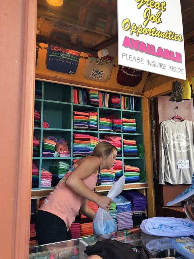 The gift shop ensures you can take home a piece of Frenchy's—because nothing says "I had amazing octopus" like a bright t-shirt.