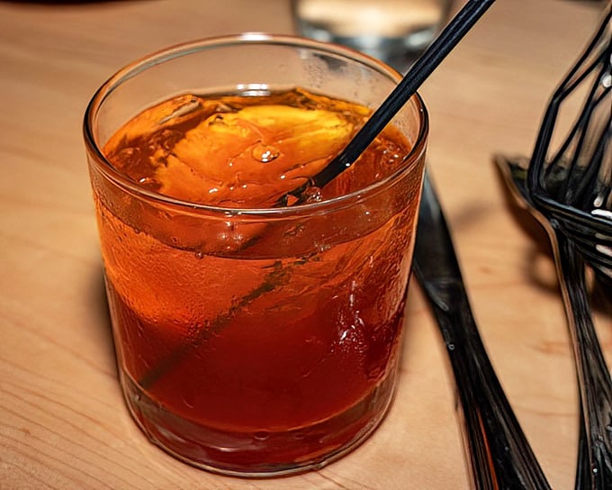 An Old Fashioned that Don Draper would approve of—amber perfection with just the right amount of sweetness. The proper ending to a proper meal.