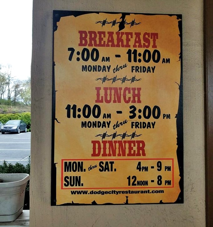 Hours of operation posted with the clarity of a wanted poster. Plan your meat-eating schedule accordingly—your stomach will thank you.