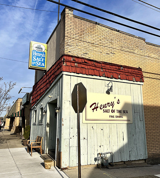 From this angle, Henry's looks like any corner building in Pennsylvania—until you realize it houses some of the best seafood this side of the Atlantic.