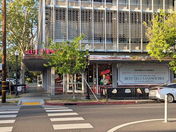 Rick's exterior promises what the interior delivers—a retro-fabulous escape into a world where dessert is always the answer.