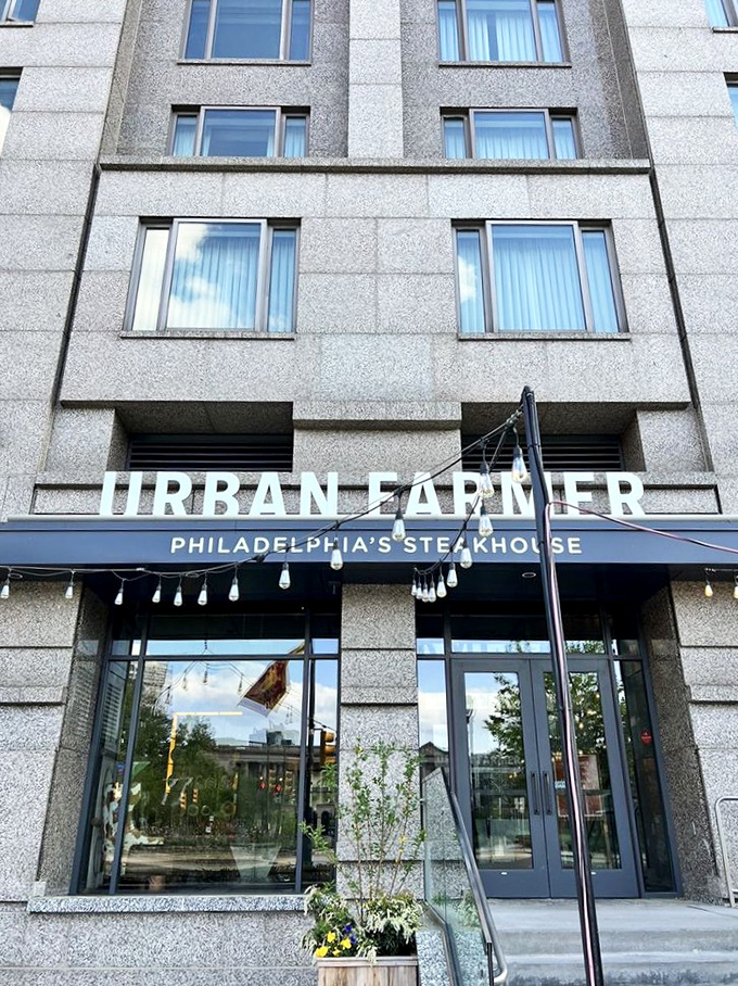 The understated exterior of Urban Farmer belies the culinary adventures waiting inside—like finding a secret foodie paradise in plain sight.
