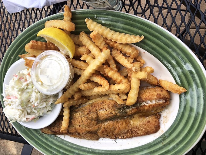 Pan-fried walleye with perfectly crisp edges and tender flakes, served with crinkle fries. Forget fancy—this is Great Lakes cuisine at its most honest and satisfying.