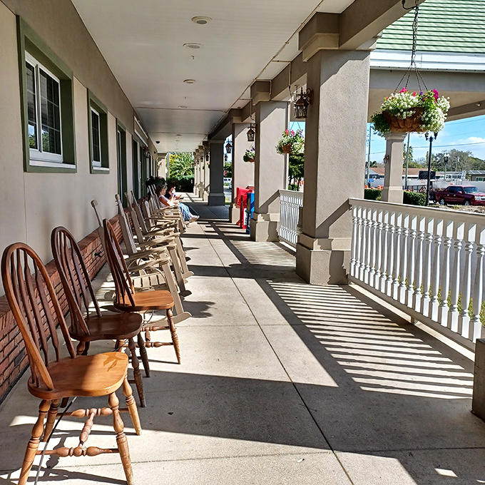 Rocking chairs on the porch invite you to digest slowly while watching the world go by—Florida's version of meditation, with better scenery.