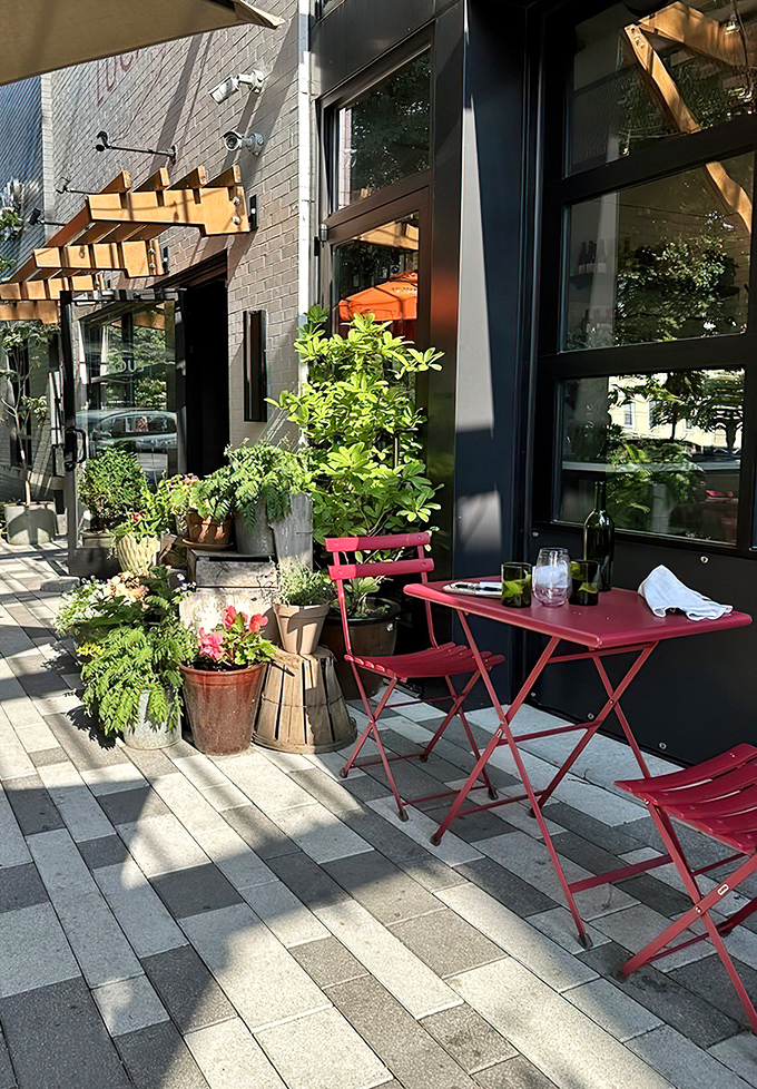 The patio setup at LUCA feels like stumbling upon a secret garden café in some charming Italian village, not downtown Lancaster.