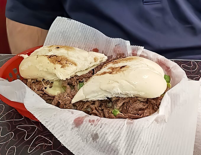 Philly cheesesteak that doesn't need Philadelphia's approval—this sandwich stands confidently on its own merits, ready to challenge any coastal sandwich superiority complex.