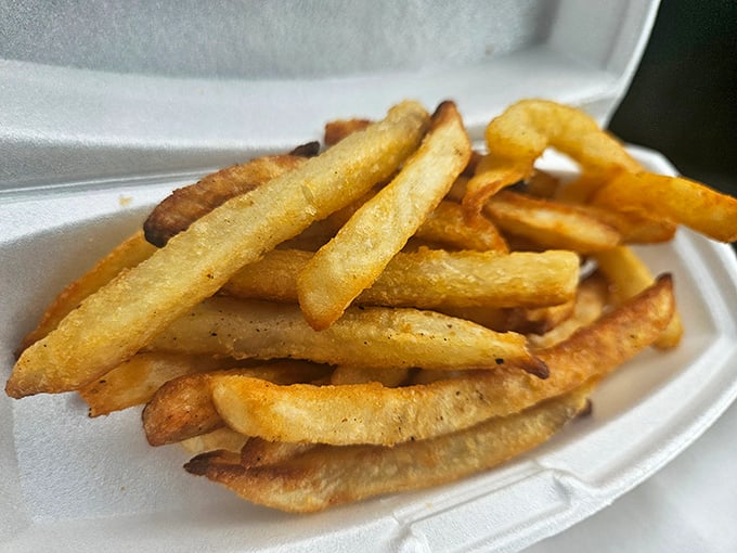 Golden, crispy fries that don't need truffle oil or fancy aioli—just the perfect amount of salt and perhaps a dip in that house-made root beer.