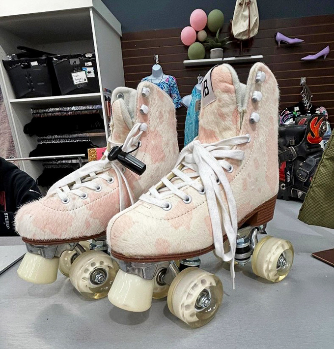 Fuzzy roller skates that scream "impulse purchase" from their first owner. Now they're your chance to finally join that retro skating club.