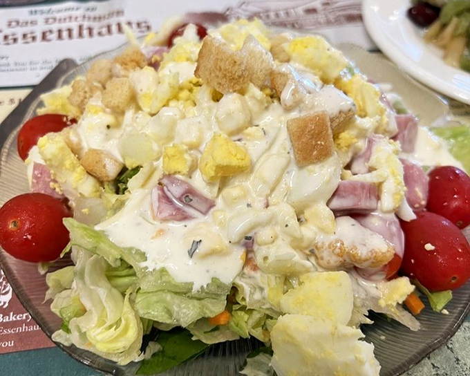 A proper Midwestern salad bar where vegetables are merely the supporting cast to cheese, eggs, and creamy dressing—as nature intended.