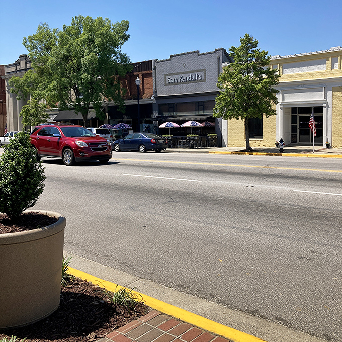 Sam Kendall's outdoor seating invites you to people-watch while savoring local flavors – multitasking at its most delicious.