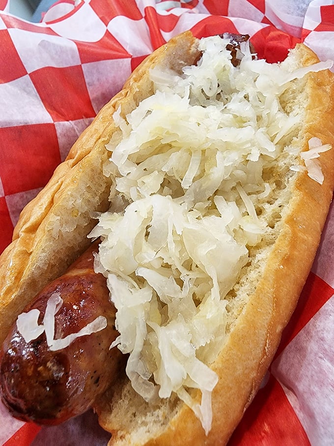 A sauerkraut-laden hot dog that bridges Old World and New. That tangy kraut pile isn't just a topping – it's a statement about embracing your roots.