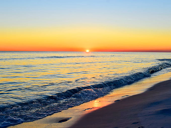 A Seaside sunset paints the Gulf in watercolor hues. Nature showing off its full palette just before bedtime.