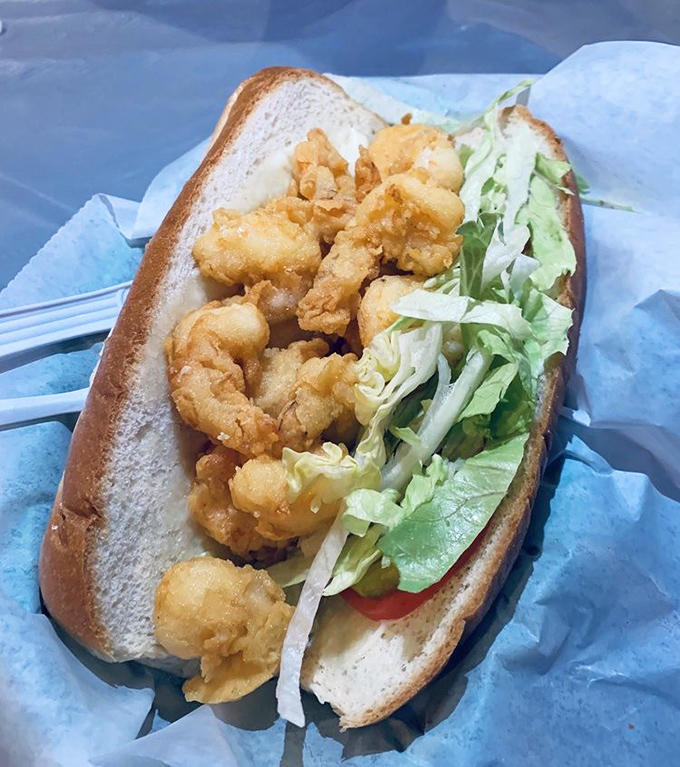 This po' boy is anything but poor in flavor. Crispy shrimp nestled in French bread—New Orleans tradition that traveled east and found a Florida home.