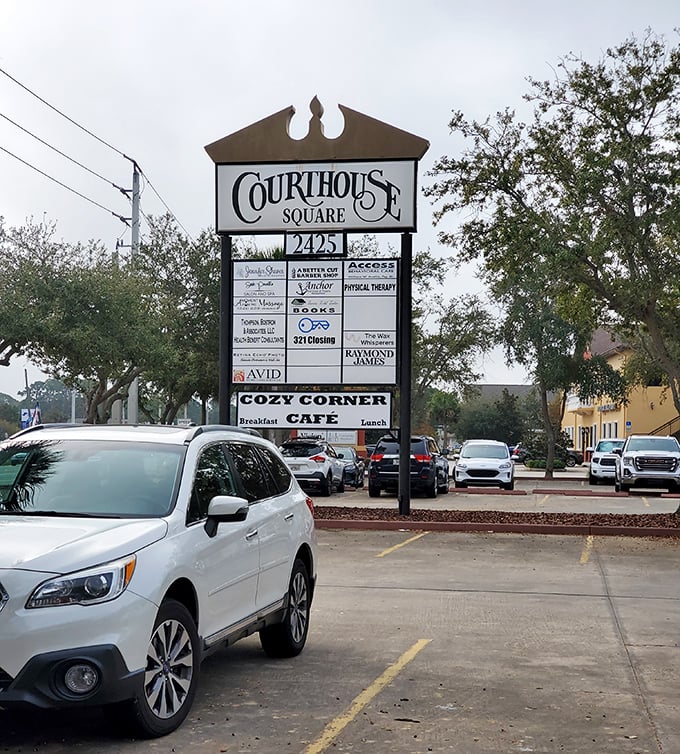 The sign that locals look for and visitors discover—marking the spot where breakfast dreams come true.
