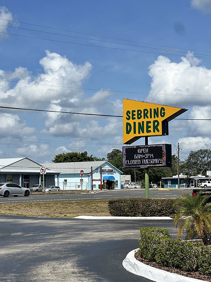 That yellow sign against the Florida sky doesn't just mark a location—it's a promise of good food and a reminder that some traditions are worth preserving.