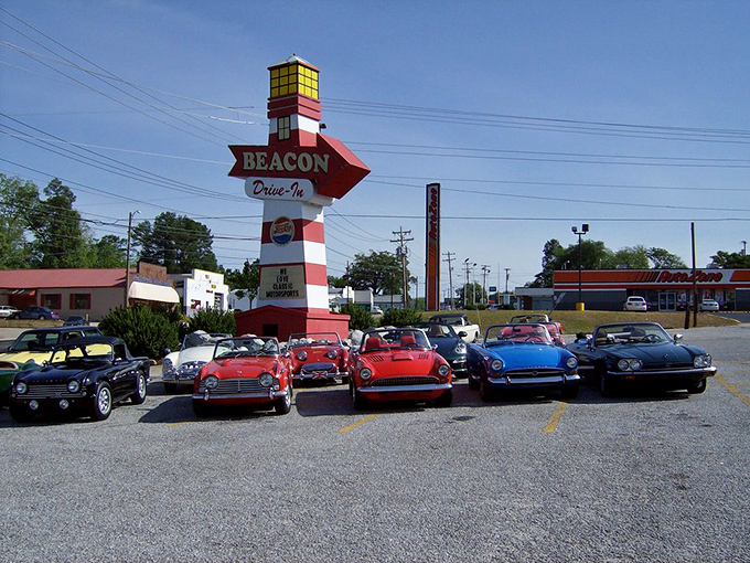 That lighthouse sign has guided generations of hungry travelers, while the classic car meetups prove The Beacon isn't just a restaurant—it's a community cornerstone.