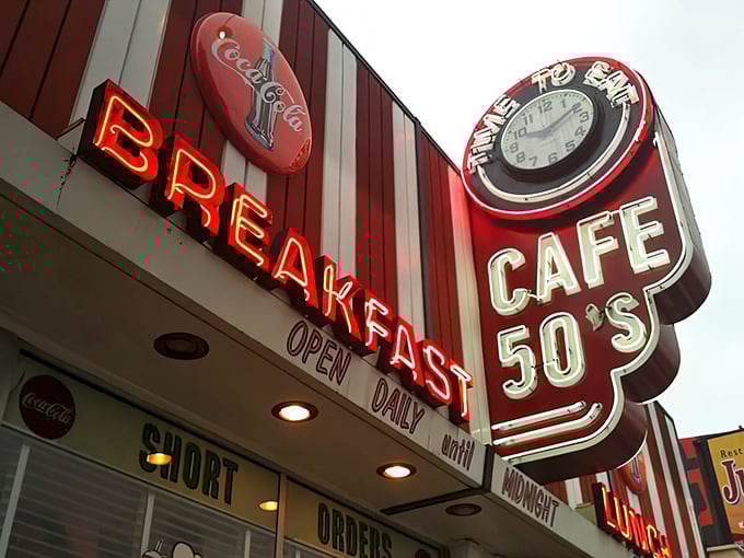 That neon clock sign isn't just telling time—it's announcing to Santa Monica that some places are timeless for all the right reasons.