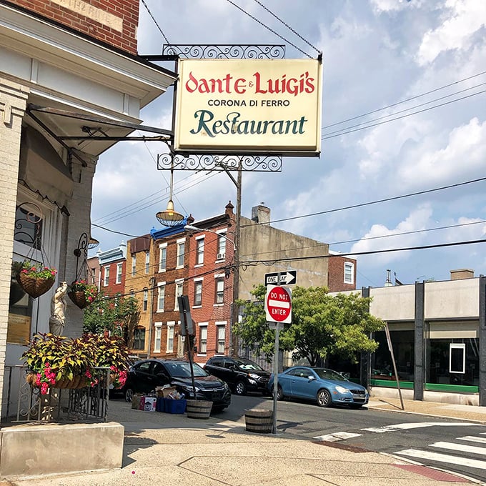 The iconic sign against Philadelphia's urban backdrop – a beacon for pasta pilgrims seeking red sauce redemption in the City of Brotherly Love.