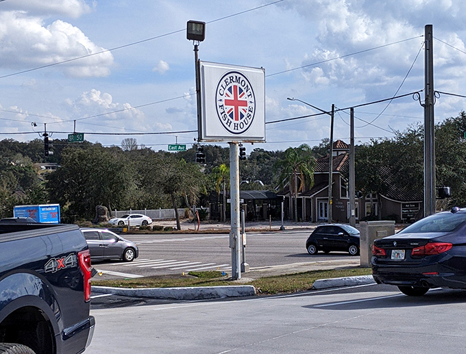 You can't miss this sign—it's like a British beacon calling you home to the land of proper fish and chips.