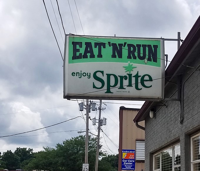 That sign has likely guided hungry travelers for decades, a beacon of hope for those seeking honest food at honest prices. Some landmarks don't make the tourist maps. 