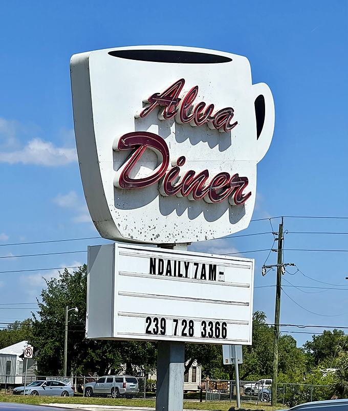 That coffee cup sign isn't just advertising—it's a landmark, a promise, and for many Florida road-trippers, the light at the end of the hunger tunnel.
