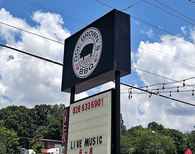 The sign that's guided countless hungry souls to barbecue salvation—like a North Star for those whose compass points to perfectly smoked meat.