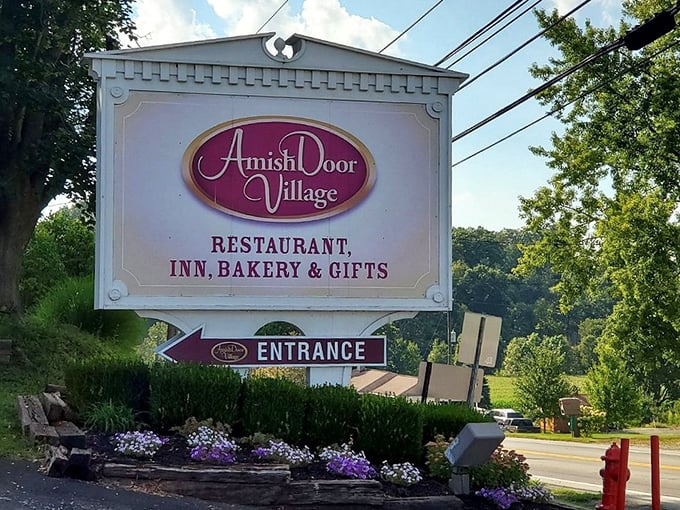 The sign that's launched a thousand road trip detours. "Restaurant, Inn, Bakery & Gifts" reads like a four-act play of Midwestern happiness.
