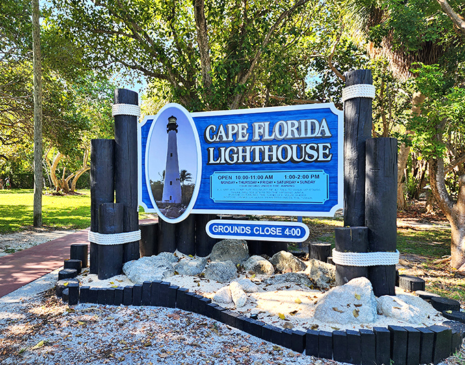 The welcoming sign stands as your invitation to step back in time, where maritime history and natural beauty converge in perfect Florida harmony.