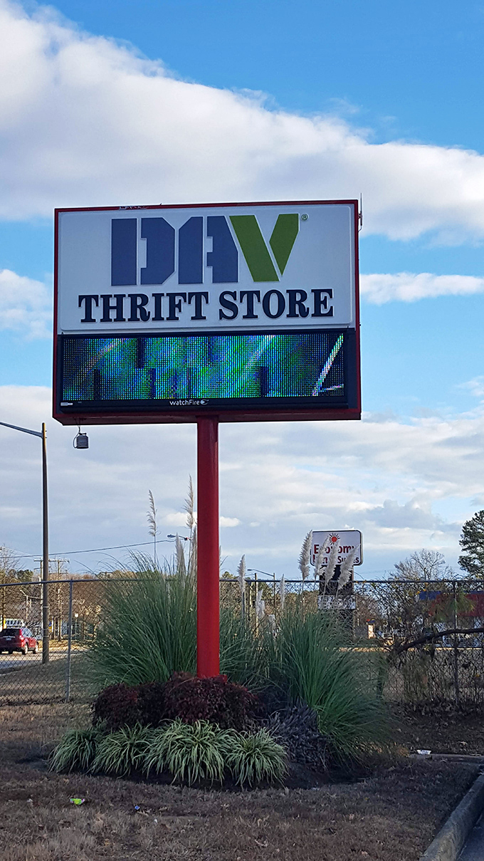 The DAV sign against Virginia's blue sky—a landmark for veterans' support and the universal joy of finding something wonderful for next to nothing.