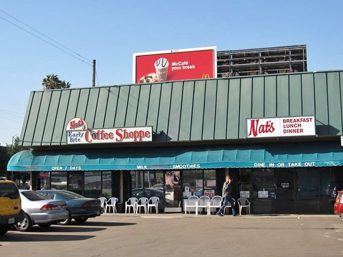 The iconic teal awning and vintage signage serve as a beacon for breakfast lovers – a landmark that's outlasted countless food trends in the Valley.