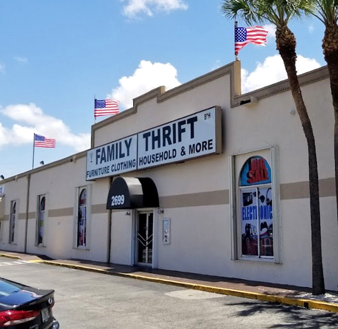 American flags flutter above this bargain hunter's paradise. The patriotic duty to recycle, reuse, and redecorate all in one convenient location.