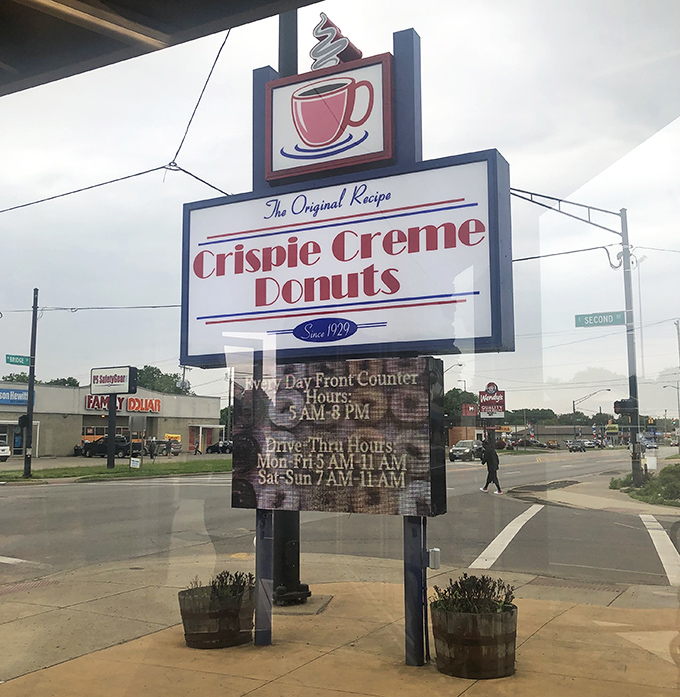 A street sign that's guided hungry pilgrims for generations. Some follow stars, others follow illuminated donut shop signs.