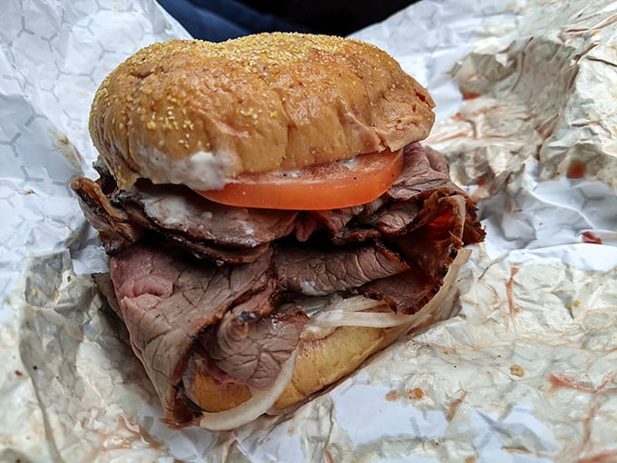 The Super Pit Beef sandwich lives up to its heroic name. With beef this perfectly cooked, even the tomato and onion look like they're showing respect.