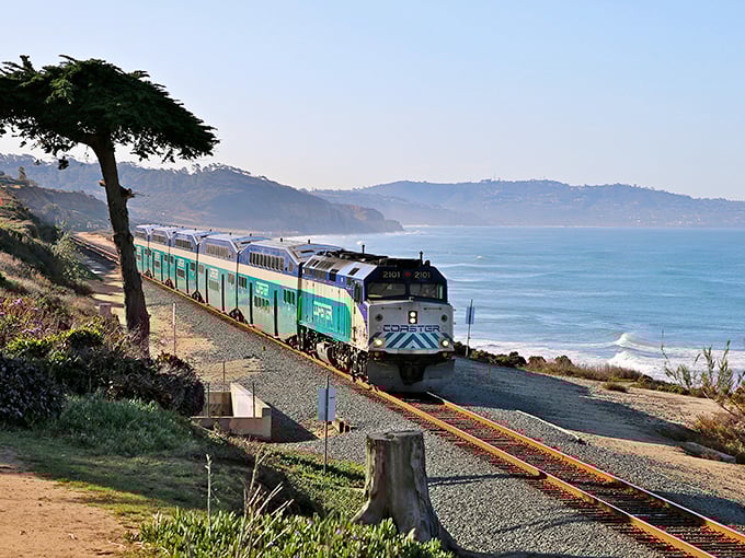 The coastal train hugs curves that million-dollar homes were built to admire, offering passengers the most scenic commute in Southern California.
