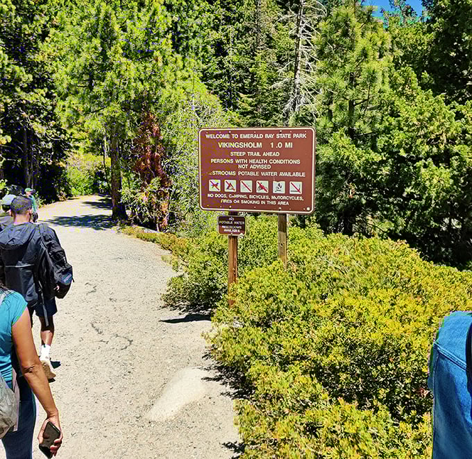 The path less traveled leads to castle treasures. This trail sign warns of the steep journey ahead, but trust me—what awaits is worth every step.