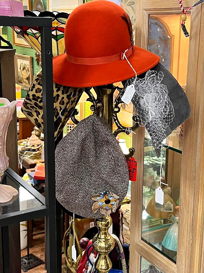 That orange hat isn't just making a fashion statement—it's shouting it from the rooftops. Perfect for those who believe subtlety is overrated.