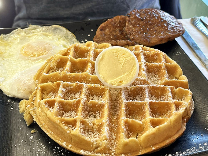 Waffles with the perfect grid pattern – nature's way of ensuring your butter and syrup have plenty of places to pool into little flavor lagoons.