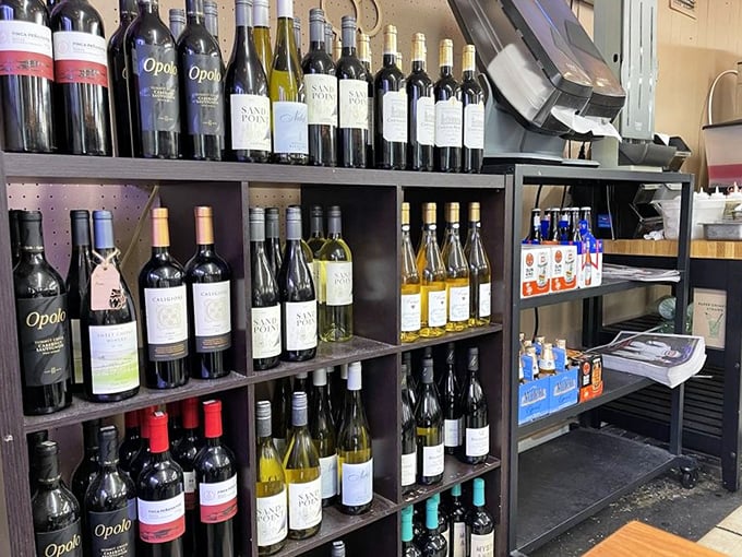 The wine selection proves Pinegrove isn't just about sandwiches and onion rings—they understand that proper hydration matters too.