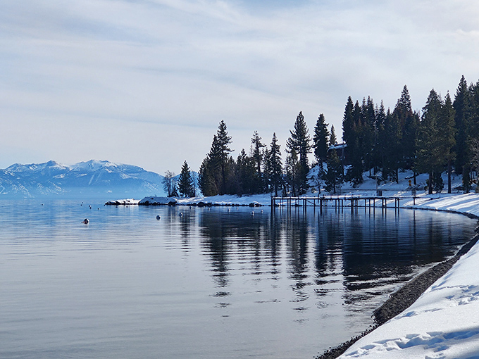 Winter transforms Emerald Bay into a hushed wonderland where snow meets shore, and the lake refuses to fully surrender to ice.