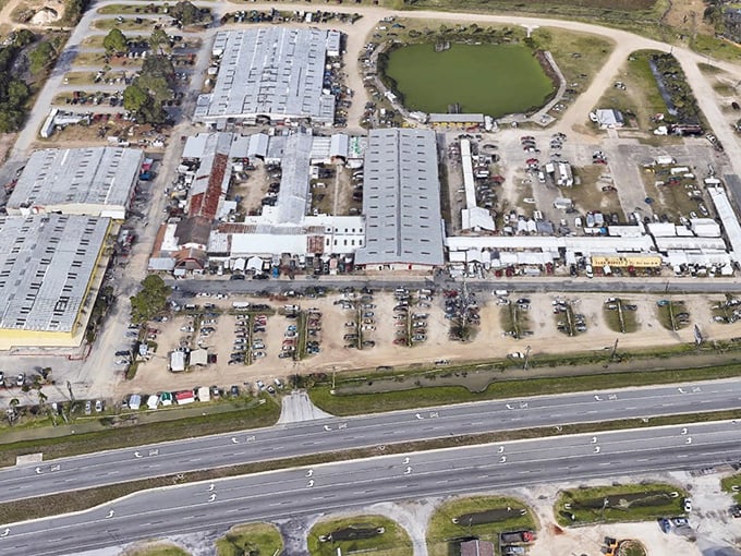 The treasure hunter's promised land from above! This aerial view shows the impressive scale of International Market World's bargain universe.