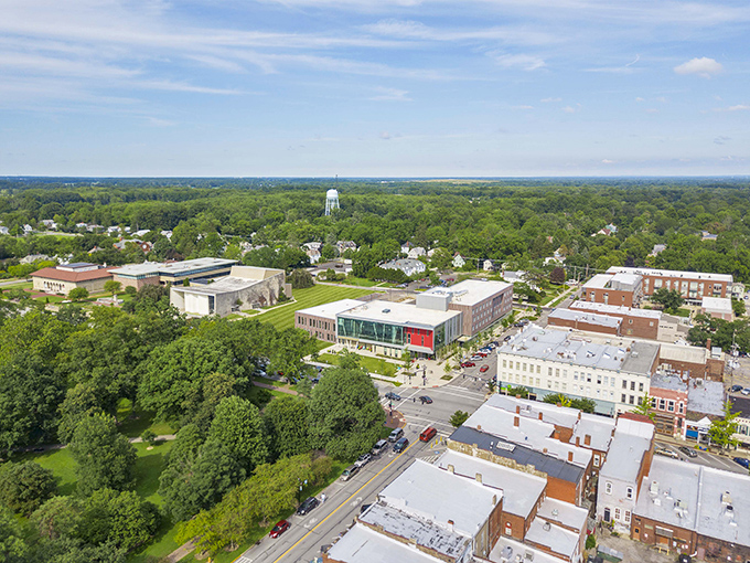 From above, Oberlin reveals itself as an oasis of culture nestled in Ohio's verdant landscape—a small town with an outsized impact.