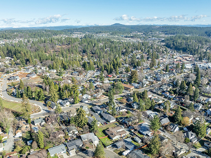 From above, Grass Valley reveals its perfect balance: enough homes to create community, enough trees to provide serenity, and enough beauty to make coastal dwellers question their choices.