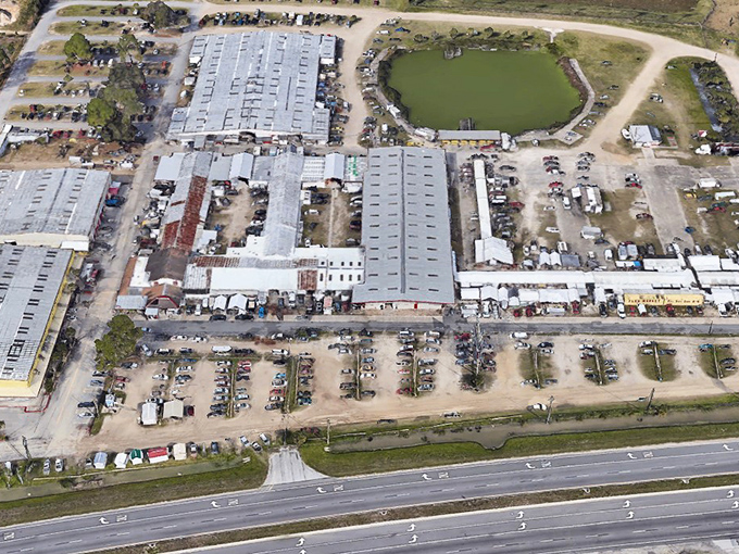 Bird's eye view reveals the impressive scale of this bargain metropolis. Those tiny dots? Shoppers experiencing the thrill of the hunt from sunrise to sunset.